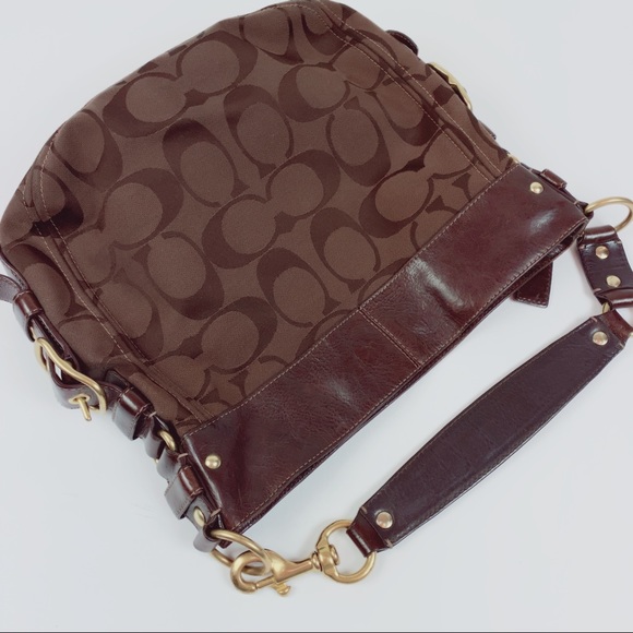 Coach | Bags | Coach Classic Brown Signature Logo Leather Bag | Poshmark